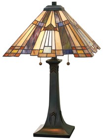 Stolní lampa Inglenook s barevným sklem