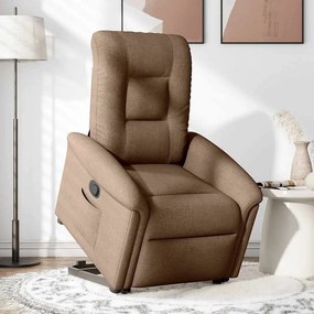 Zvedací polohovací křeslo hnědé textil 3303258