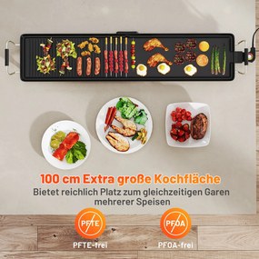 Costway Teppanyaki gril 1800 W elektrický grilovací talíř nepřilnavý stolní gril