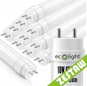 ECOLIGHT 10x LED trubice 120cm 18W 6500K 1800lm T8 G13 - studená bílá