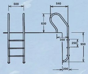 Vagnerpool Bazénový žebřík nerez Mixta 3 stupňový, AISI 304