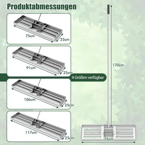 Costway Shrnovač trávníku s ergonomickou rukojetí na zem – 75 × 25 cm, zelený