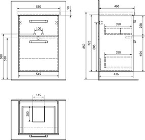 Aqualine Vega umyvadlová skříňka 51,5 x 72,6 x 43,6 cm dub platin VG853