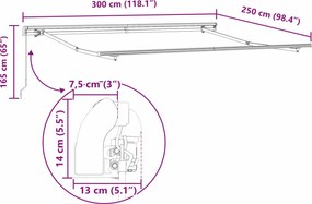 vidaXL Markýza Světle šedá 300 x 250 x 165 cm Polyester [3330087]