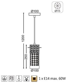 ACA DECOR Závěsné svítidlo MIA max. 60W/E14/230V/IP20