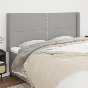 Čelo postele typu ušák světle šedé 183x16x118/128 cm textil 3119454