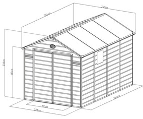 Zahradní domek G21 Boston 882 - 241 x 366 cm, plastový, béžový