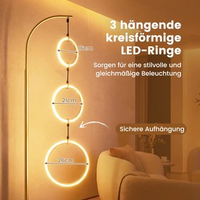 Costway 3 stojací lampa Flammig LED na čtení s 3 závěsnými kroužky a nožním