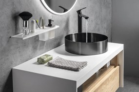 Sapho Sapho, ABELINE rohová police Rockstone 250x250mm, bílá matná, AE250-0101