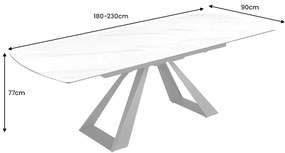 Roztahovací keramický jídelní stůl Kody 180-230 cm bílý
