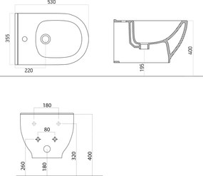 Sapho Brilla bidet závěsný 36,5 x 53 cm bílá 100624