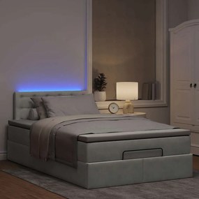 Osmanská postel s matrací &amp; LED světle šedá 120x190cm samet 3312752