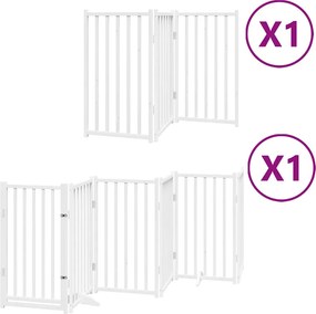 Zábrana pro psy s dvířky skládací 9 panelů bílá 450 cm topol 3155706