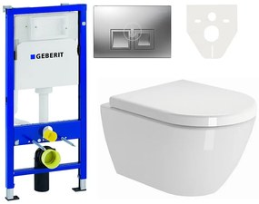 AKCE/SET/LIVERO Geberit - Předstěnová instalace pro závěsné WC, výška 1,08 m s tlačítkem Delta50, matná chrom + PURA závěsná WC mísa, Swirlflush, 55x…