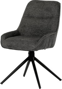 Židle jídelní a konferenční, otočná P90°+ L 90° s vratným mechanismem…, tmavě šedá látka, černé kovové nohy