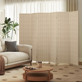 HOMCOM Dřevěný paraván, skládací dělicí stěna se 6 panely, 270 x 180 cm, přírodní dřevo