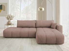 Rohová rozkládací sedačka Larow O Boucle, Potah: Coral 45, Strana pohovky: pravá