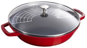 Staub pánev wok se skleněnou poklicí 30 cm/4,4 l višňová, 1312906