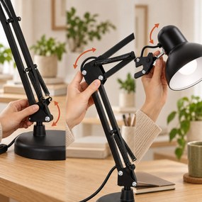 Toolight Toolight, JNH042-1TD, stolní lampa s nastavitelným ramenem, kreslířský styl, 1× E27, černá, OSW-56233
