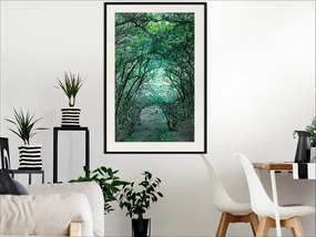 Plakát Zelená pergola - krajina s průchodem mezi listy a větvemi stromů
