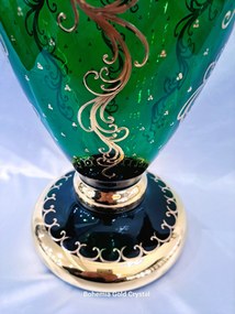 Váza otevřená se zlatem a smaltem 50 cm - Zelená