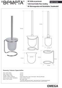 Bemeta Design OMEGA: WC štětka, na postavení, sklo -
