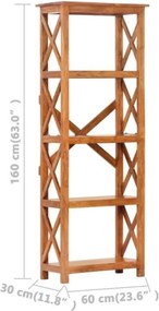 Knihovna 60 x 30 x 160 cm masivní akácie s medovým povrchem 289625