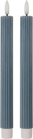 Set 2ks modrá úzká svíčka s vroubkováním Led Candle - Ø 2*25 cm / 2*AAA