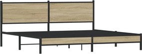 Kovový rám postele bez matrace dub sonoma 193 x 203 cm 3301393