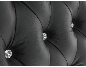 Massive home | Luxusní podnožka, černá Chesterfield z pravé kůže MH844CHES