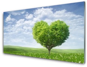 Obraz na skle Strom Srdce Příroda 120x60 cm