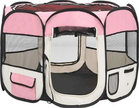 vidaXL Skládací ohrádka pro psy s taškou 90 x 90 x 58 cm [171009] Barva: Růžová