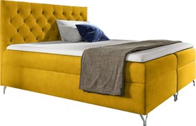 Boxspringová postel, 200x200, žlutá látka Velvet, GULIETTE + dárek