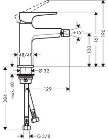 Hansgrohe Metropol Bidetová baterie s plnou pákou, zlatá 32520990