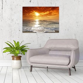 Skleněný obraz západ slunce na Korsice (70x50 cm)