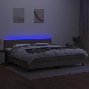Box spring postel s matrací a LED taupe 200x200 cm textil 3133185