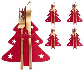 Pouzdro na příbory CHRISTMAS TREE červené, 4 ks