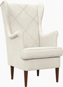 relaxační křeslo, ušák, odpočinkové, dřevo/kov/samet, 102x78x66 cm, nohy tmavé/krémová, Dekorino KR20260077