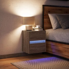Nástěnný noční stolek s LED osvětlením hnědý dub 3307973