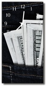 Skleněné hodiny vertikální Barevné bankovky