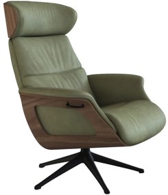 OnaDnes -20% Zelené kožené lounge křeslo FLEXLUX CLEMENT MEDIUM II.