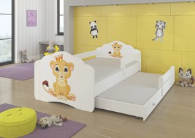 Dětská postel se zábradlím a matracemi CASIMO II 160x80 Hlavní barva: White, Motiv: LION