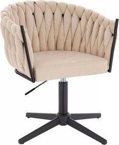 LuxuryForm DESIGN Otočná židle NORDEN VELUR na černém kříži - krémová