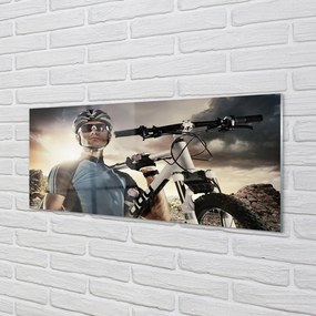 akrylový obraz Cyklista na kole mraky 120x60 cm