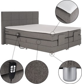 Elektrická polohovací postel, boxspring, šedá, 160x200, MURKO NEW