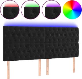 Čelo postele s LED černé 200x7x118/128 cm samet 3122828
