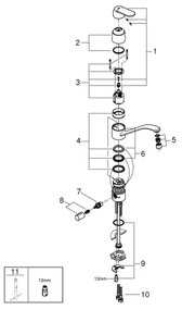 GROHE 31161000 - Dřezová baterie EUROSMART COSMOPOLITAN 140° lesklý chrom