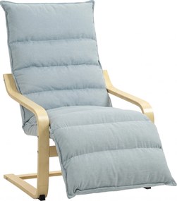 HOMCOM křeslo do obývacího pokoje s nastavitelným podnožkem, sametovým potahem a dřevěným rámem 67x93x105 cm, světle modrá