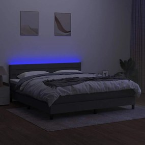 Box spring postel s matrací a LED tmavě šedá 180x200 cm textil 3133254