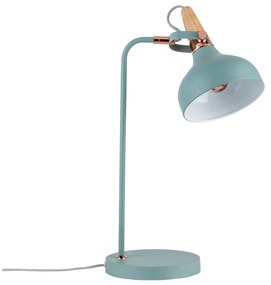 Paulmann 79651 Juna, zelená stolní lampa z kovu, mědi a dřeva, 1xE14, výška 51cm